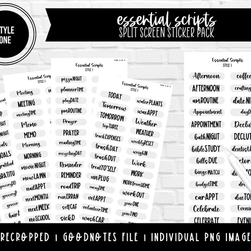 Essential Digital Script Stickers Style One 150 Stickers - Etsy