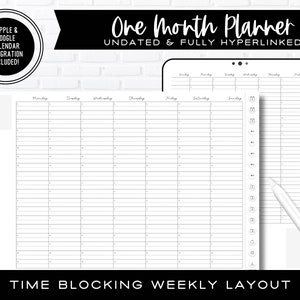 One Month Digital Planner | Time Blocking Weekly Layout | Undated ...