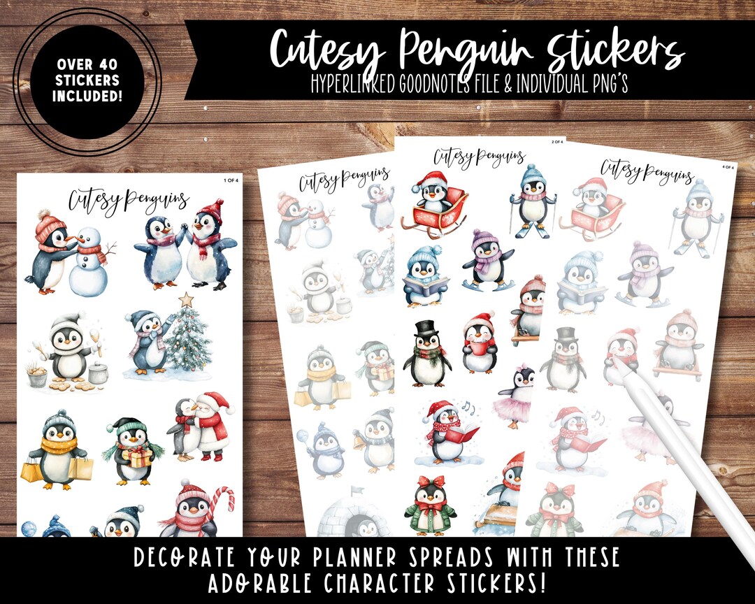 Cutesy Penguins Digital Sticker Collection | Digital Planner Stickers ...