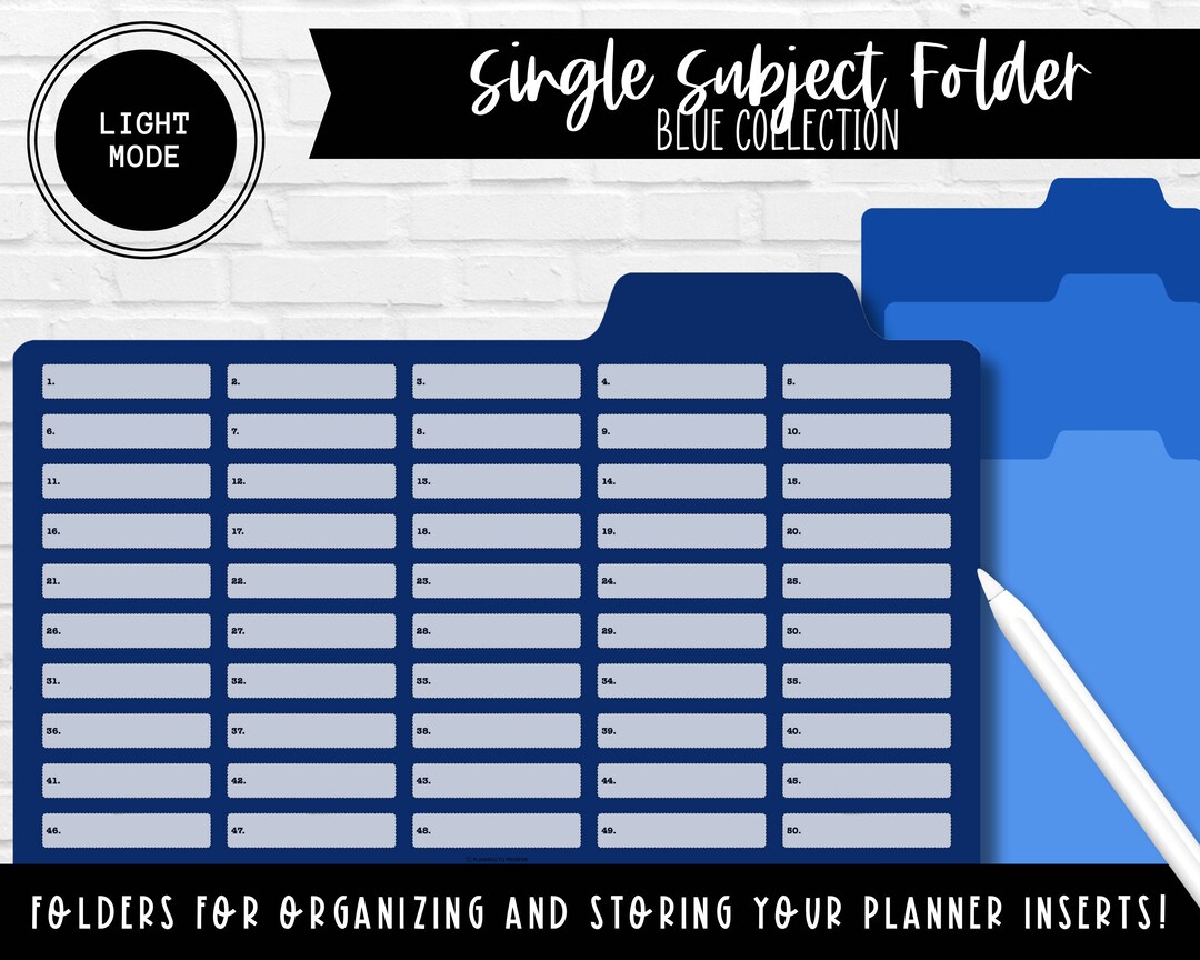 Digital Single Subject Folders | Blue Collection | Light Mode ...