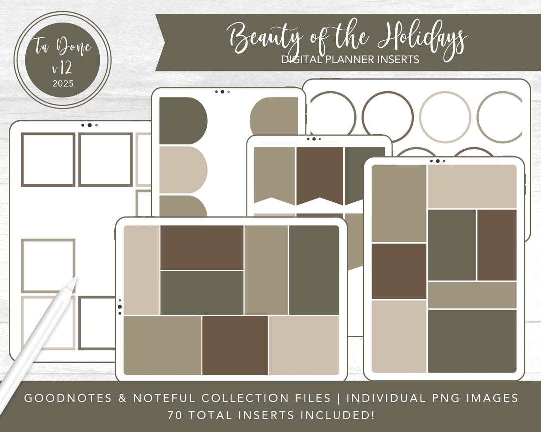 2025 Ta Done Kit 12 Digital Planner Inserts | Beauty of the Holidays ...