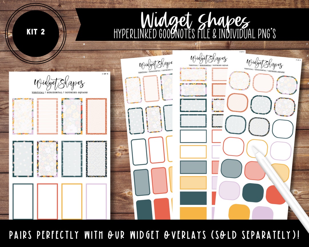 Kit 2 Widget Shape Stickers | Pre-cropped | Split Screen | Goodnotes ...