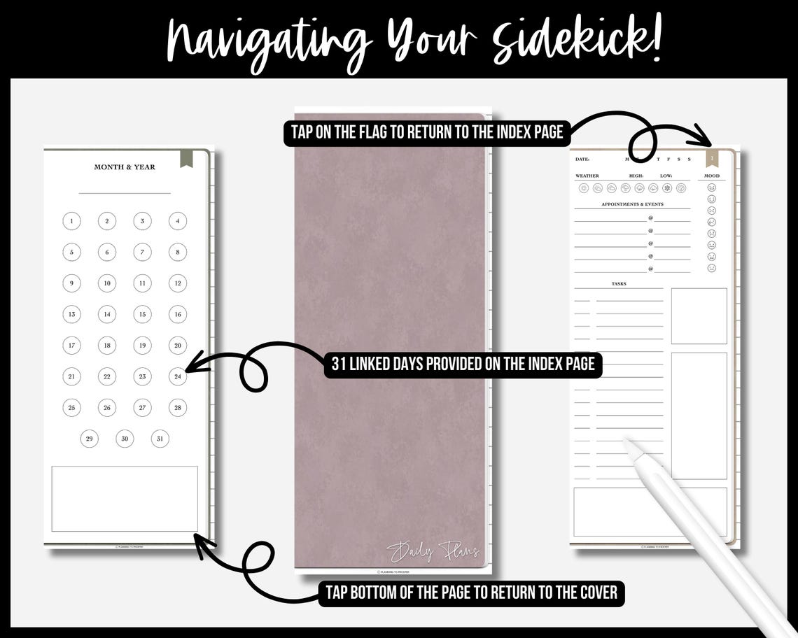 Daily Plans Sidekick - Planner Sidekick Booklet | Split Screen & Phone ...