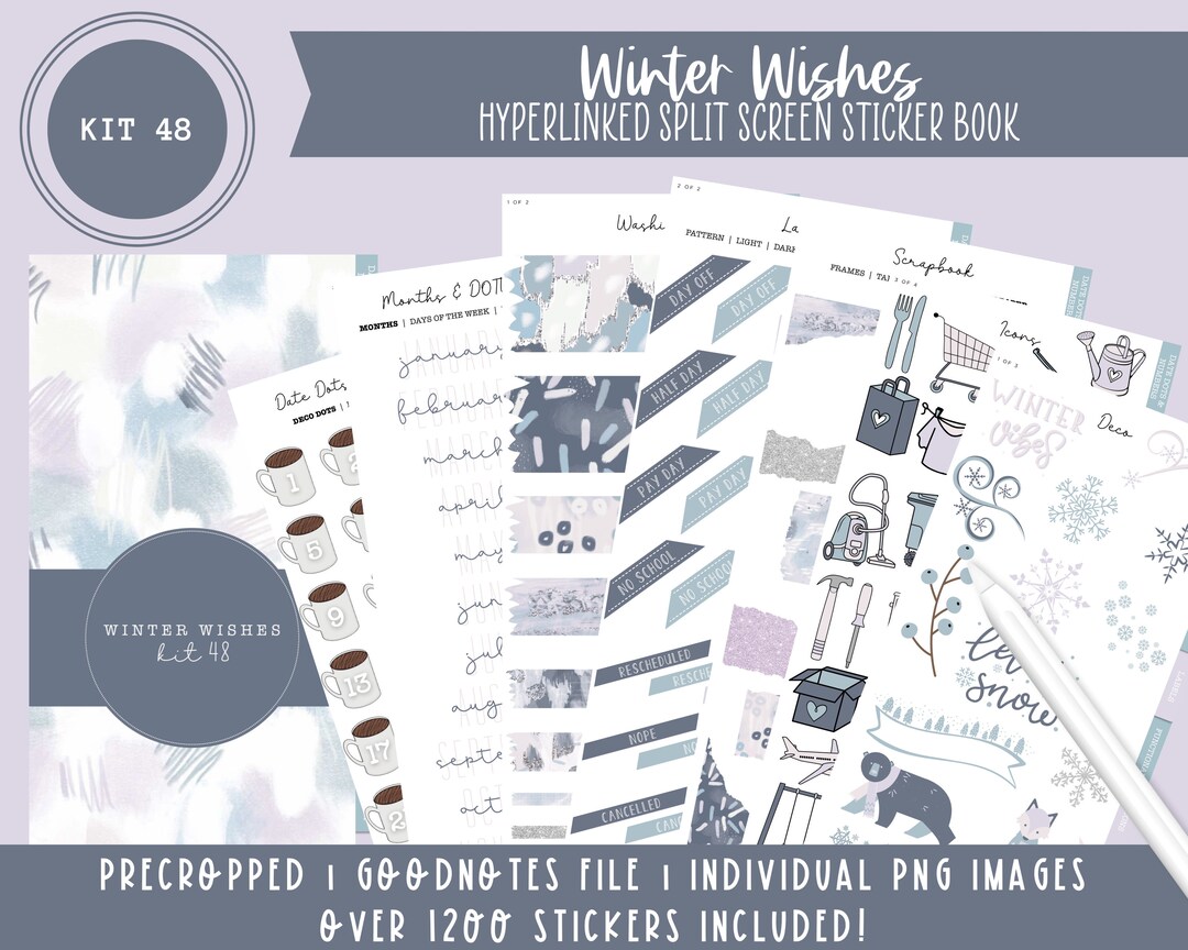 Kit 48 Digital Sticker Book Winter Wishes Over 1200 Stickers Pre ...