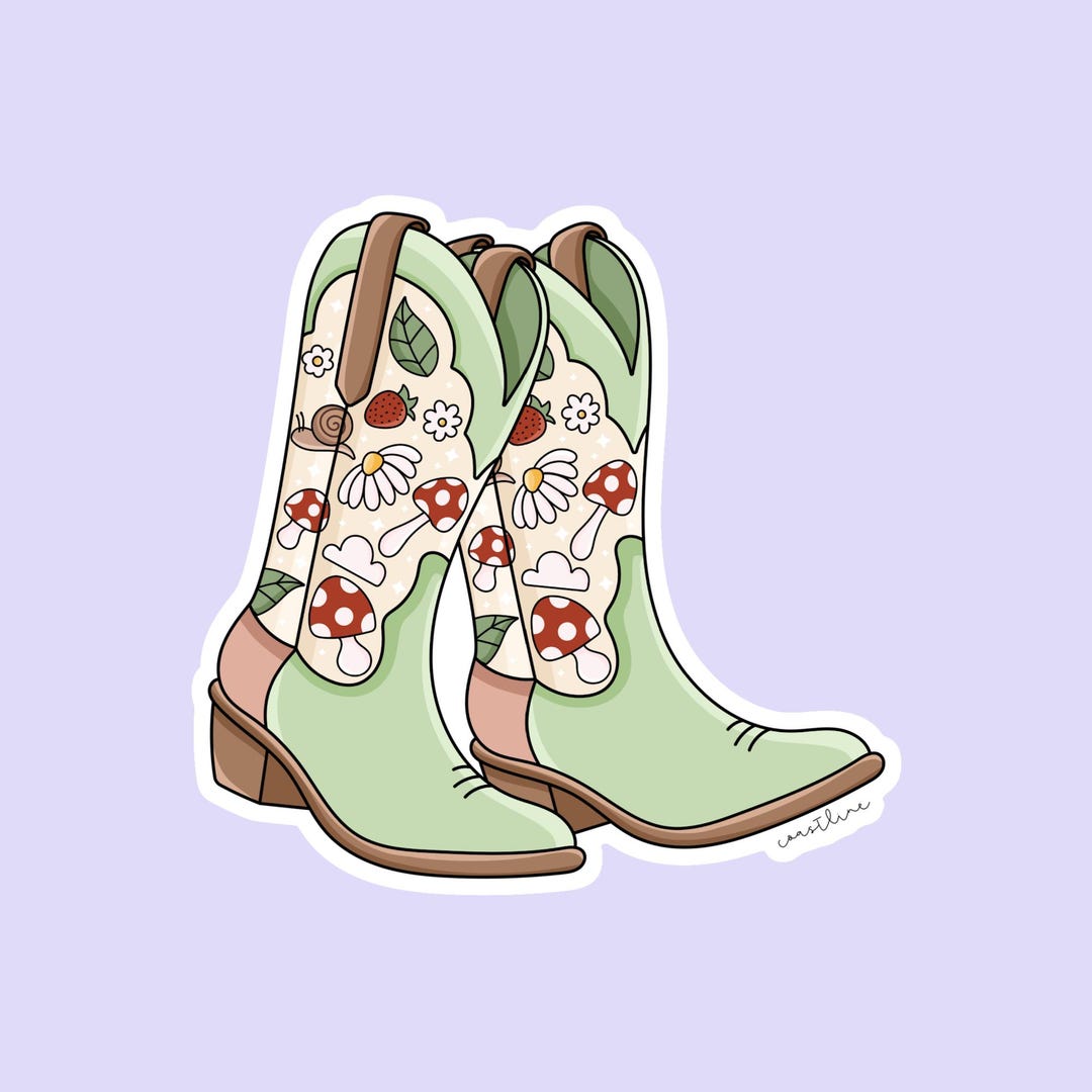 Cottagecore Cowboy Boots Sticker || Cottagecore Sticker || Laptop ...