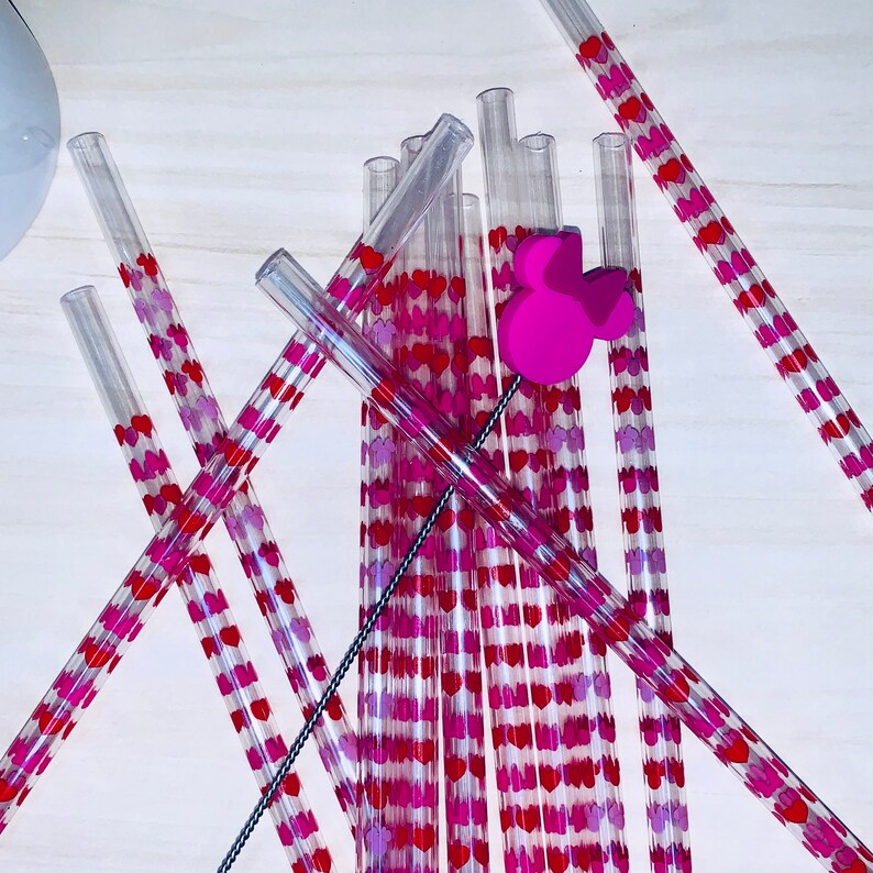 Reusable DISNEY MINNIE MOUSE Straws Pink Red Minnie Ears | Etsy