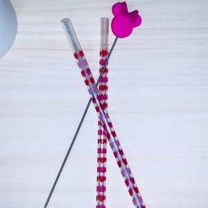 Reusable DISNEY MINNIE MOUSE Straws Pink Red Minnie Ears Hearts ...