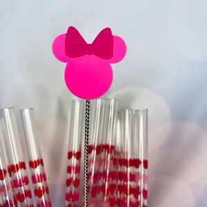Reusable DISNEY MINNIE MOUSE Straws Pink Red Minnie Ears Hearts ...