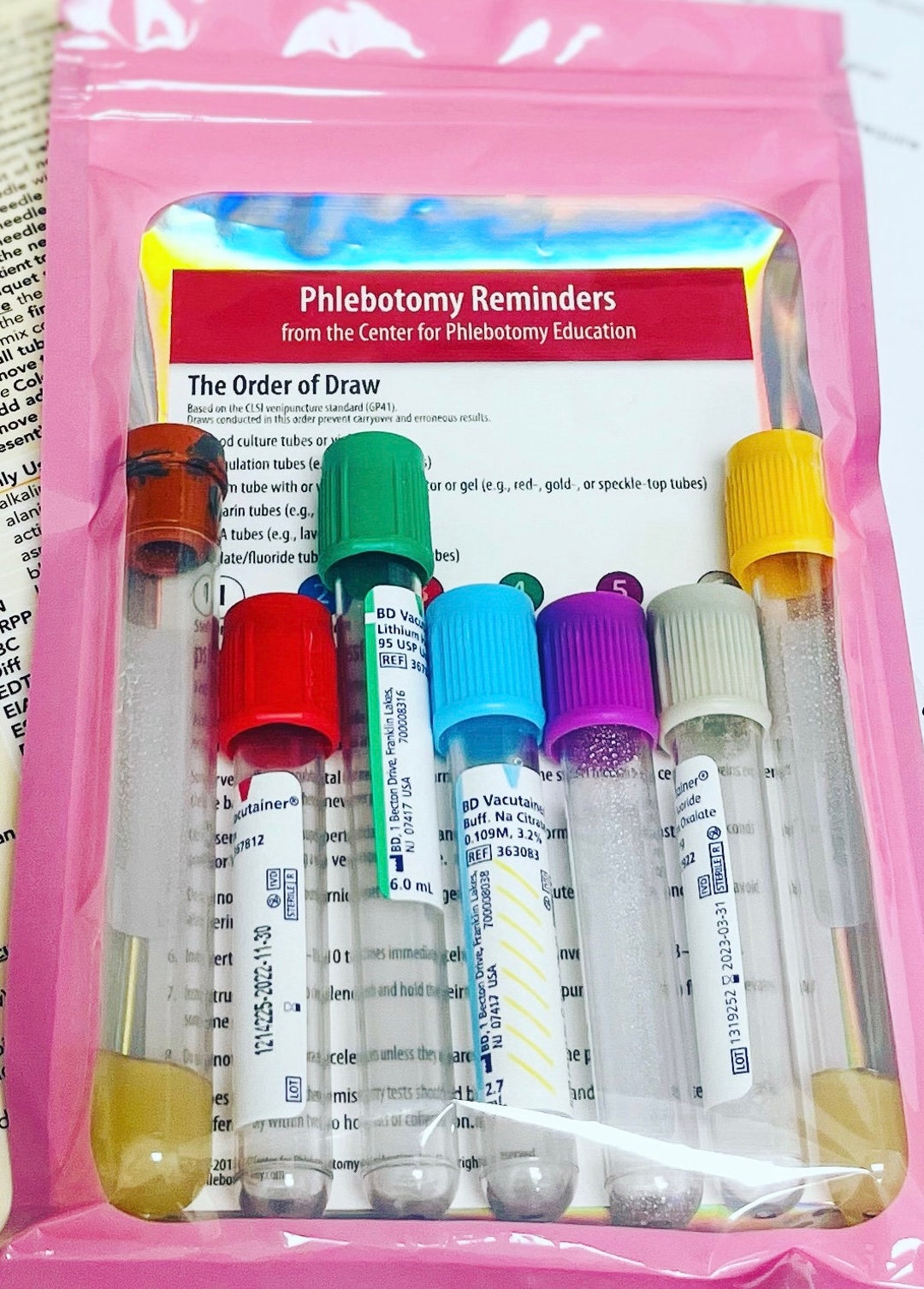 Order of Draw Tubes With Tip Card - Etsy