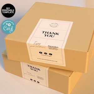 Packaging Label Box Custom / Editable Box Seal Sticker / DIY Packaging ...