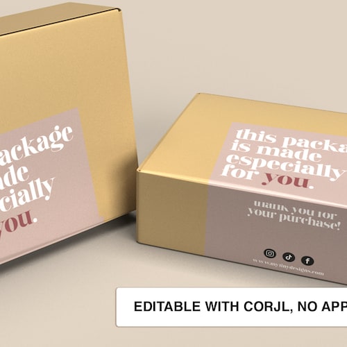 Aesthetic Editable Packaging Label / Editable Box Seal Sticker | Etsy