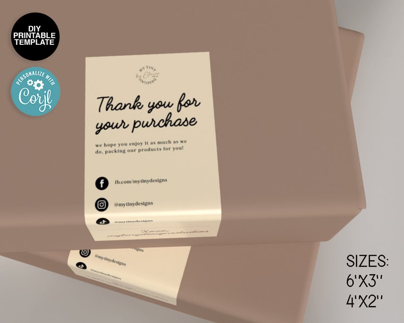 Packaging Label Box Custom / Editable Box Seal Sticker / DIY Packaging ...