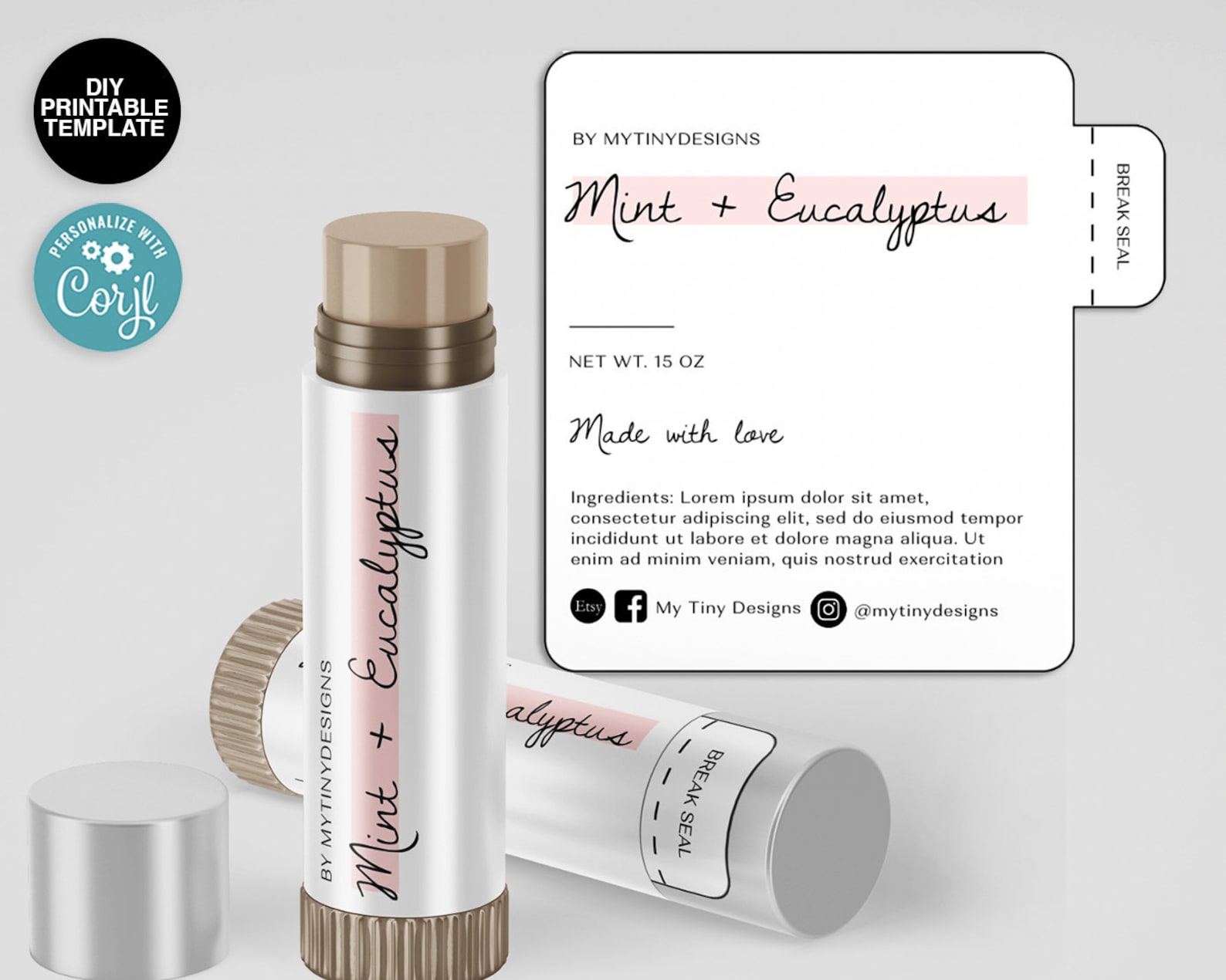Printable Aesthetic Lip Balm Label Template / Editable Chapstick Label ...