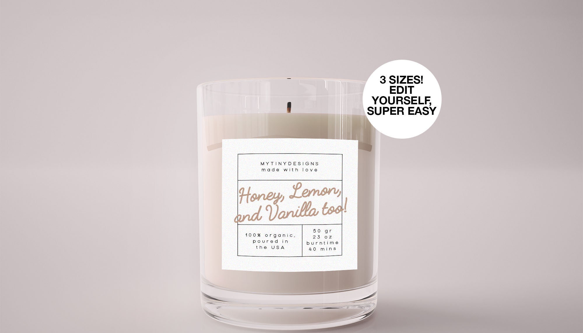 Candle Label Template Cute Handwritten 3 Sizes / Aesthetic DIY Candle ...