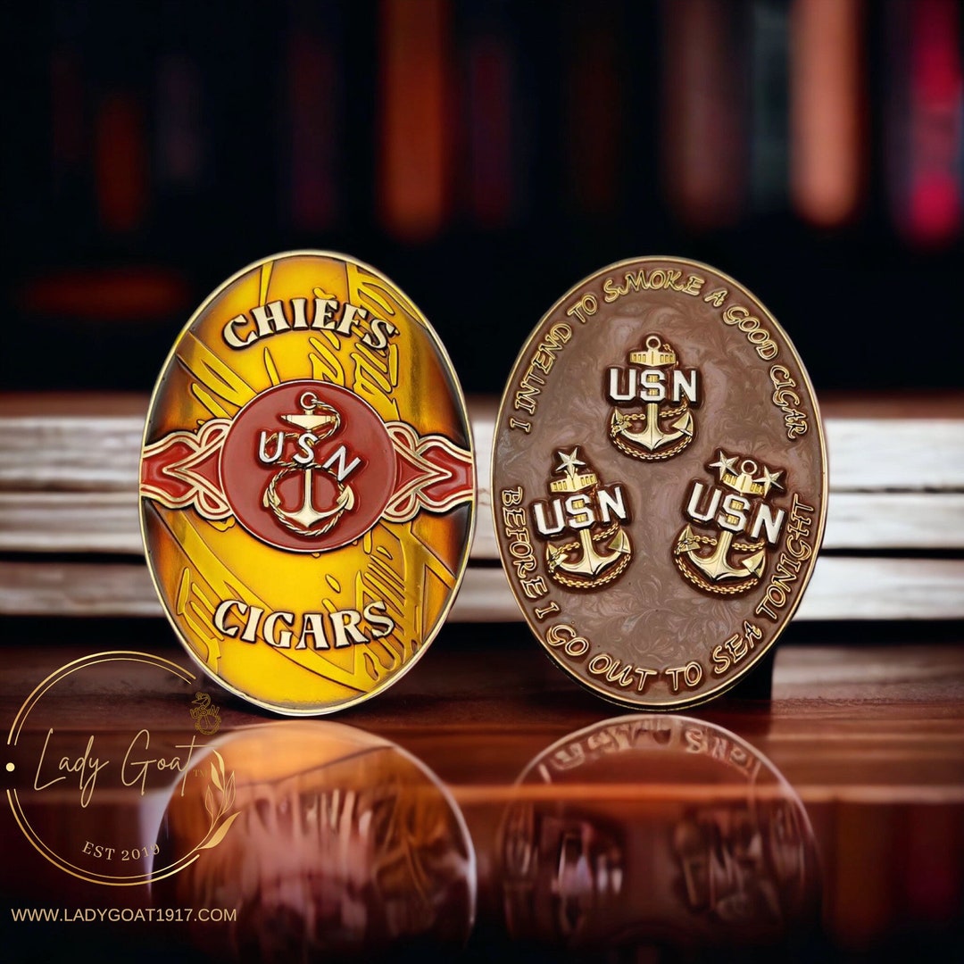 Chiefs and Cigars Challenge Coin | CPO | Chick Chief | Lady Goat | Gift ...