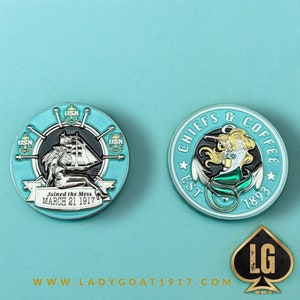 Chiefs and Coffee Mermaid Challenge Coin | Lady Goat | Navy Chief ...
