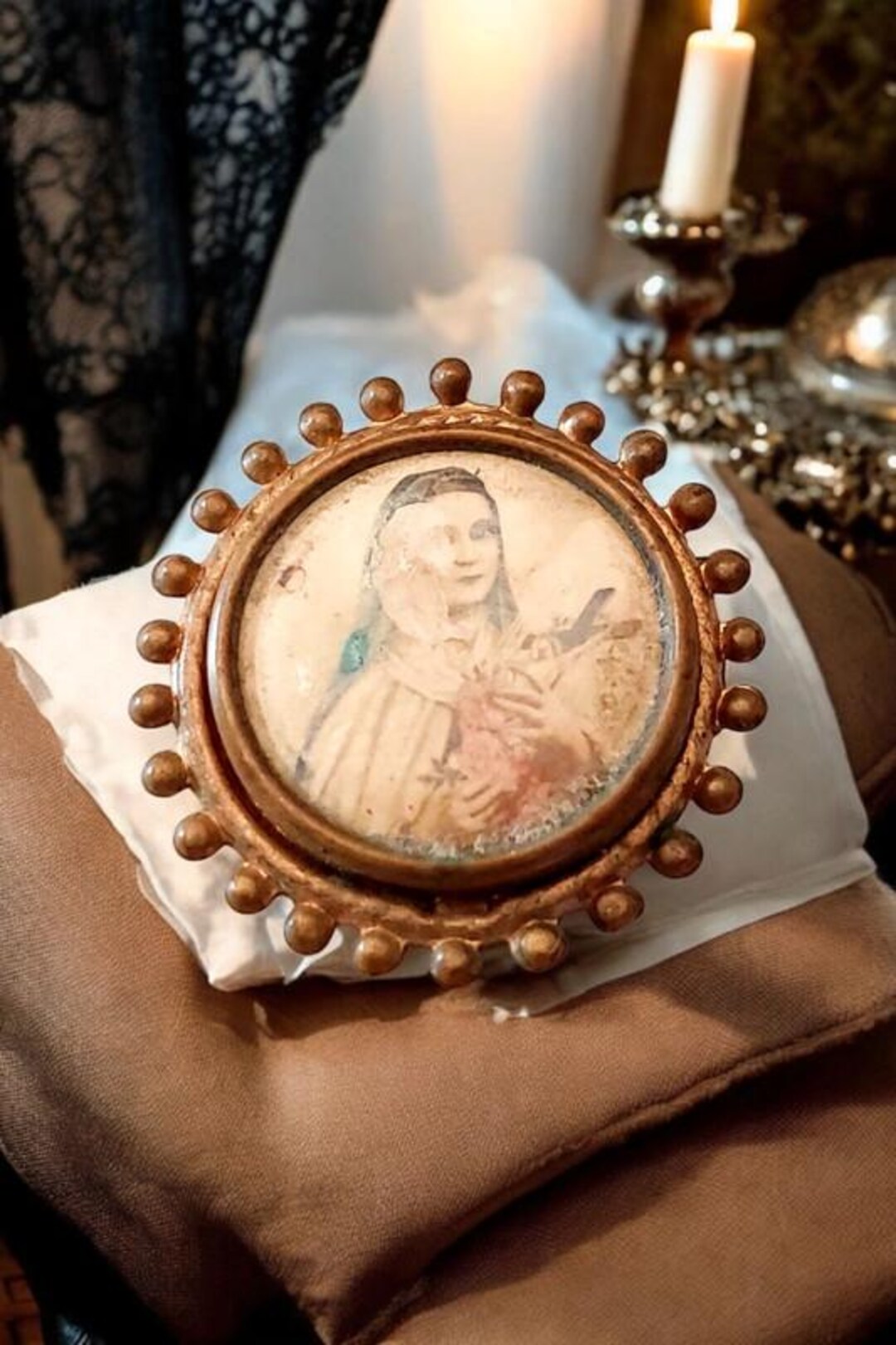 Antique Religious Brooch of Saint Therese Signed Czechoslovakia ...