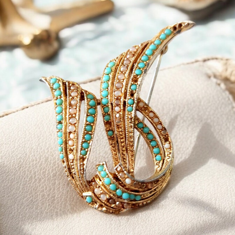 Turquoise Brooch - Etsy