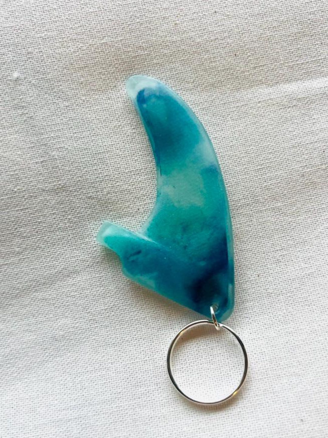 Handmade Custom Surf Fin Keyring | Fabric Inlay | Ocean Blue | E-proxy ...