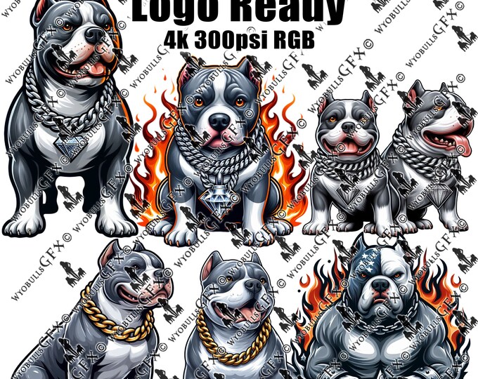 American Bully, With Chain Blue and White Png's for Logos, Shirts ...