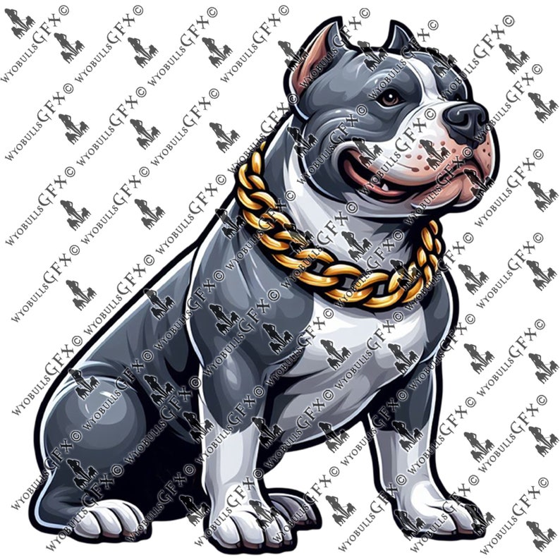 American Bully, With Chain Blue and White Png's for Logos, Shirts ...
