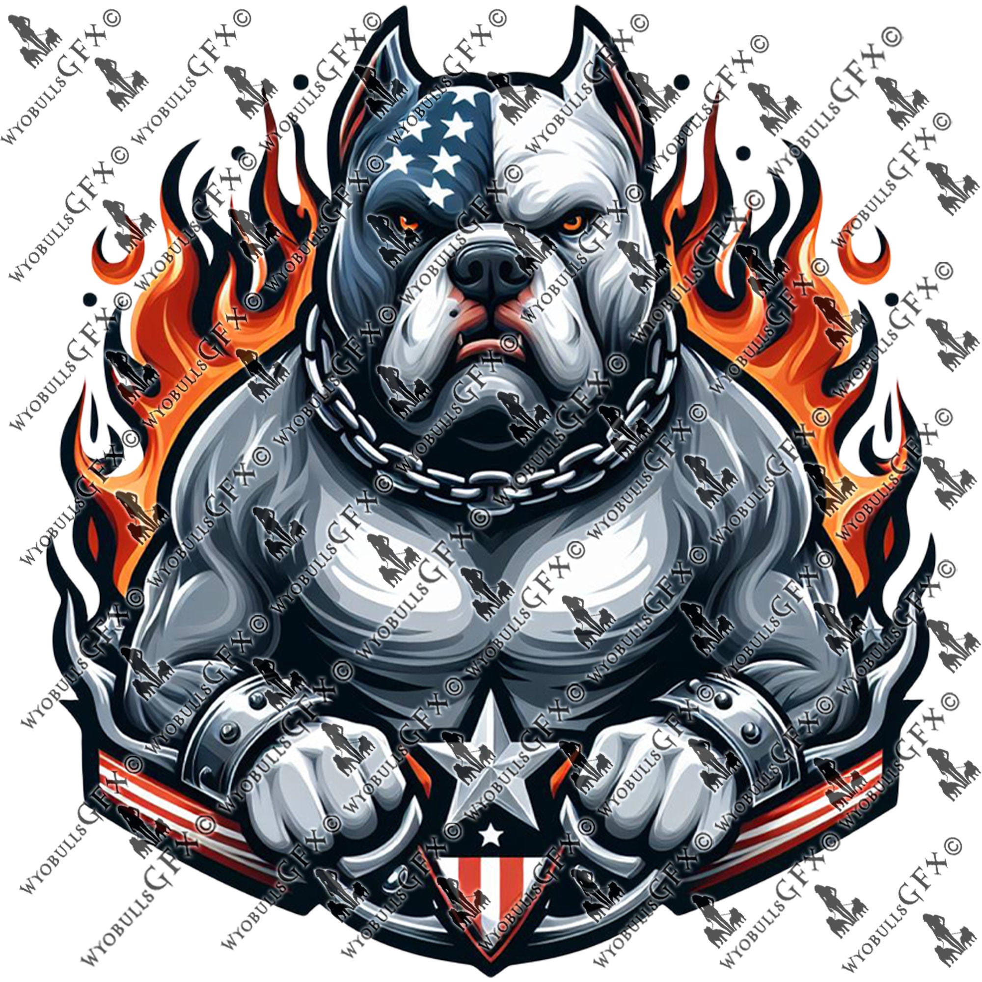 American Bully, With Chain Blue and White Png's for Logos, Shirts ...