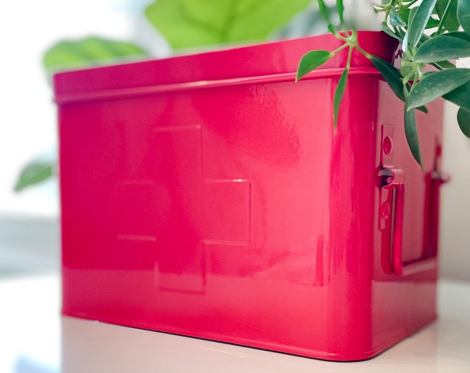 Red Embossed Metal First Aid Kit Medical Box With - Etsy