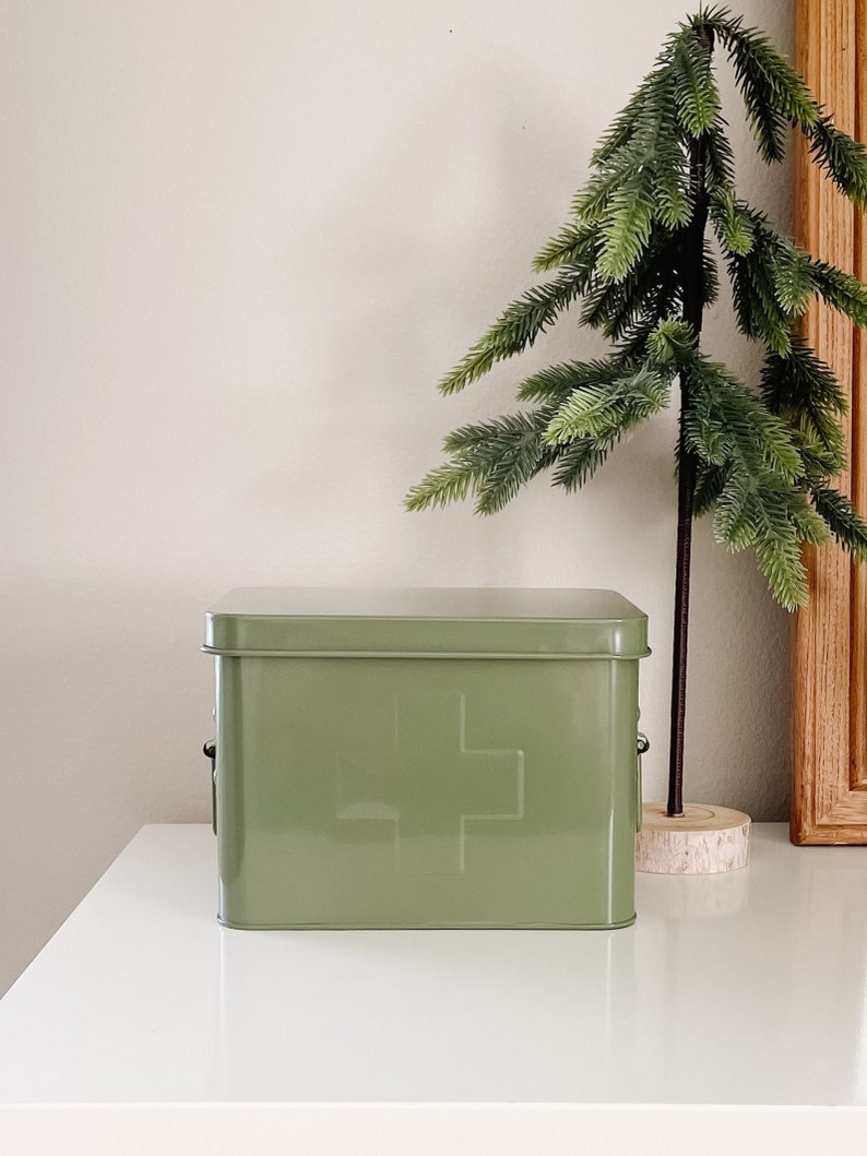 Red Embossed Metal First Aid Kit Medical Box With - Etsy