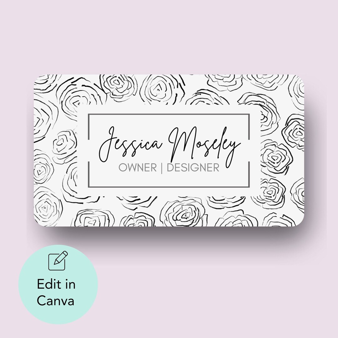Pretty Business Card Template, INSTANT DOWNLOAD, Printable Business ...