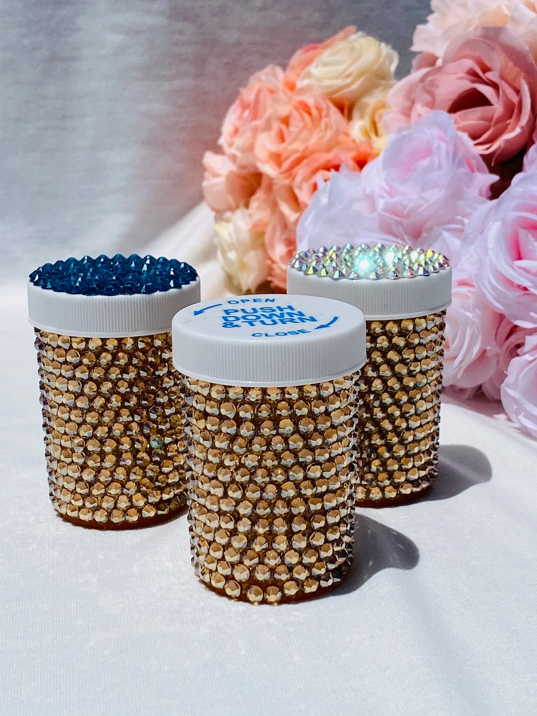 Custom bling Pill Bottle / Bling Stash Jar/ Rhinestone Pill Bottle - Etsy