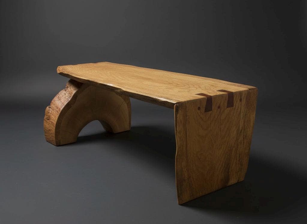 Live Edge Oak Waterfall Bench | Hand-cut Bow Tie Splines, Artisan ...