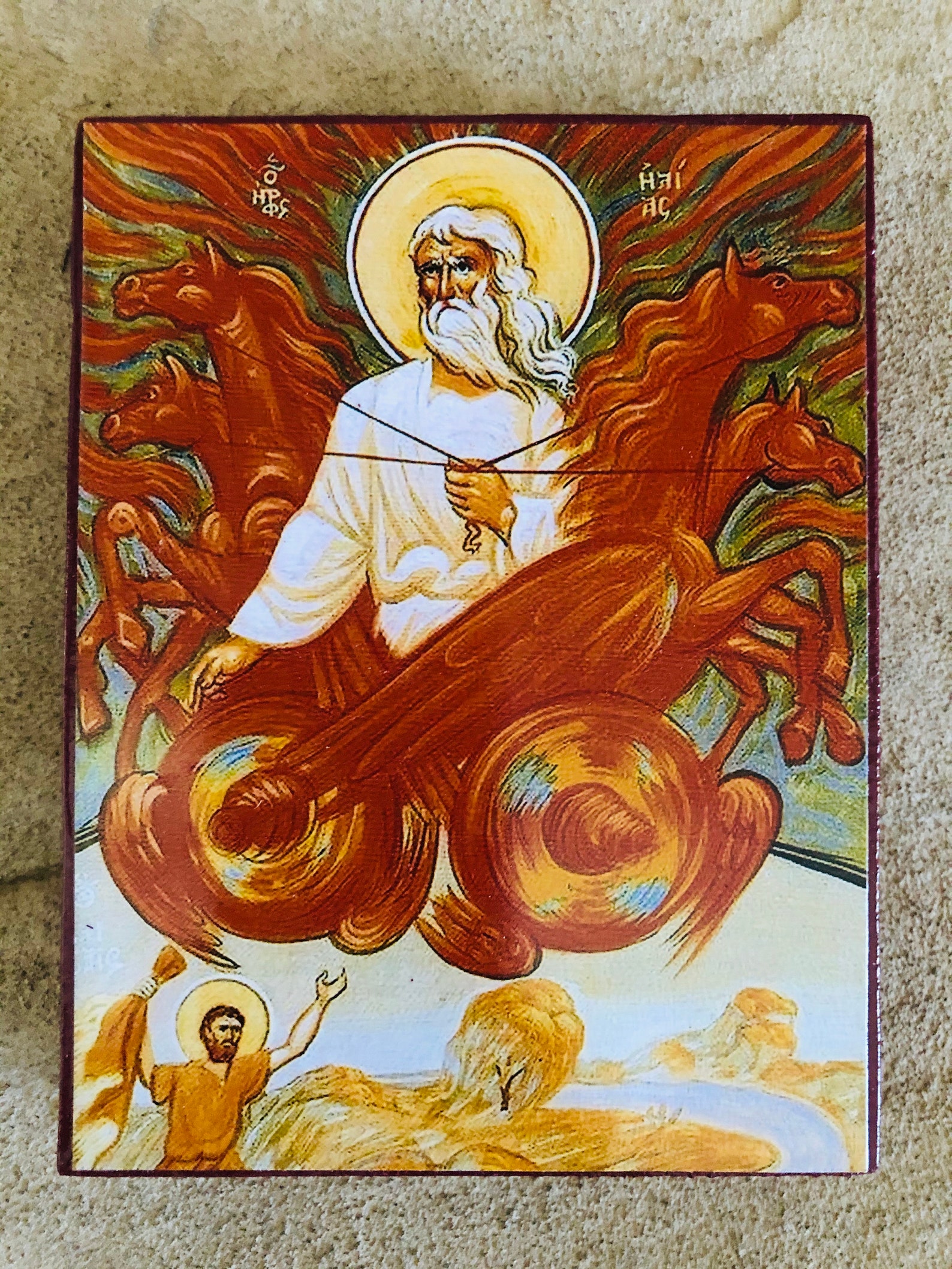 Orthodox Icon of Elijah Riding on Chariot of Fire and Elisha | Etsy