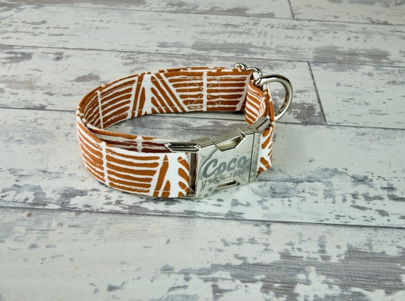 Aztec Cocoa Stripes Dog Collar W/ Metal Buckle HAND MADE - Etsy