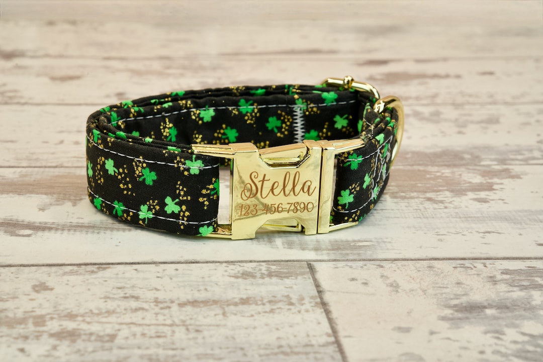 St Patricks Day Clover Dog or Cat Collar & Leash W/ Metal Buckle or ...
