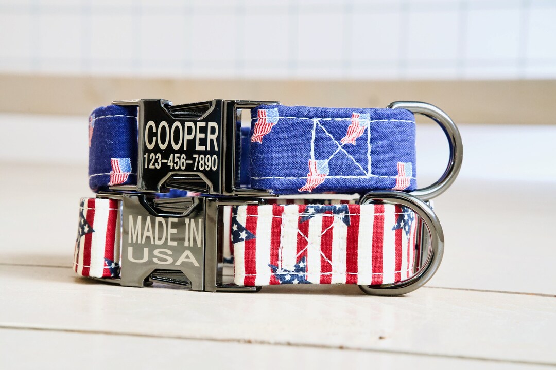 American Flag/stars&stripes Style Dog Collar W/ Metal Buckle, HAND MADE ...