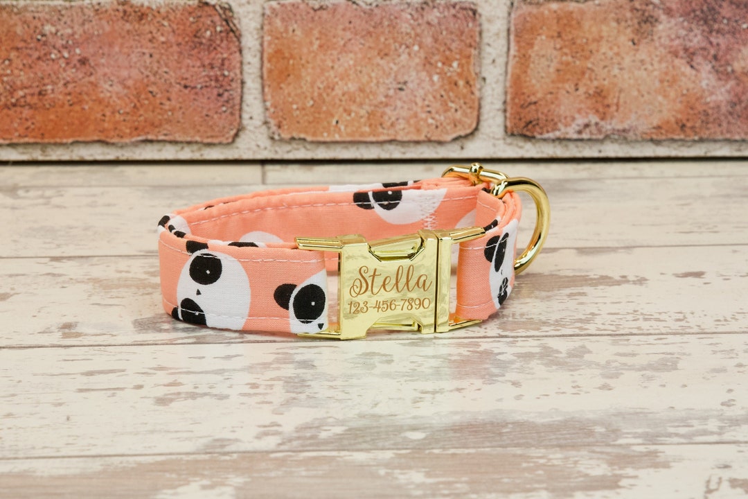 Peach Panda Dog / Cat Collar & Leash | Metal or Plastic Buckle | HAND ...