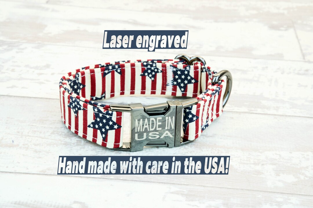 American Flag Style Dog Collar W/ Metal Buckle, HAND MADE , Custom ...