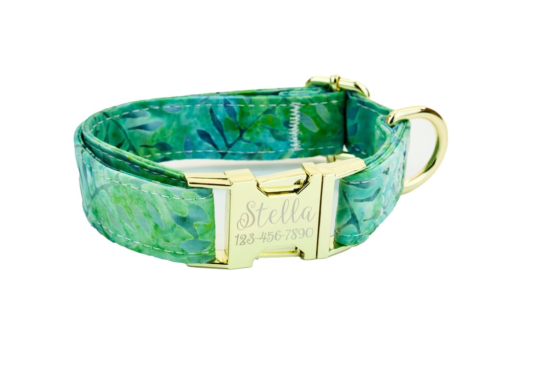 Tropical Green Dog Collar W/ Metal Buckle or Plastic | HAND MADE ...