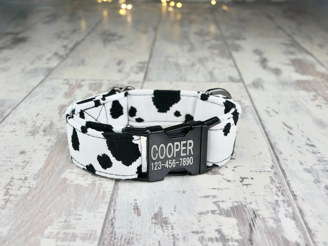 Cow Dog Style Dog or Cat Collar W/ Metal Buckle, HAND MADE , Custom ...