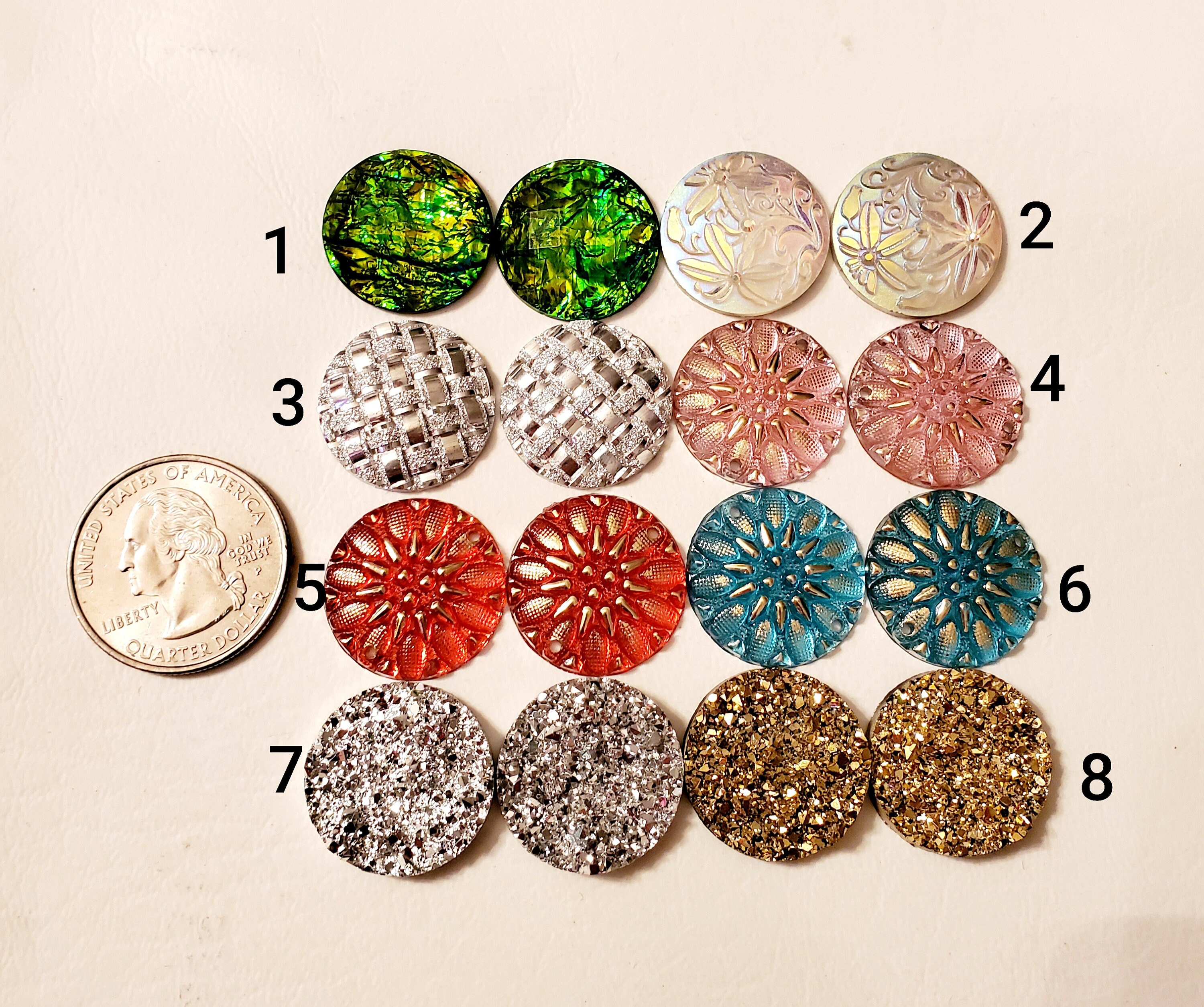 Beautiful Set of Round Acrylic Centers/Cabochons/Beading | Etsy