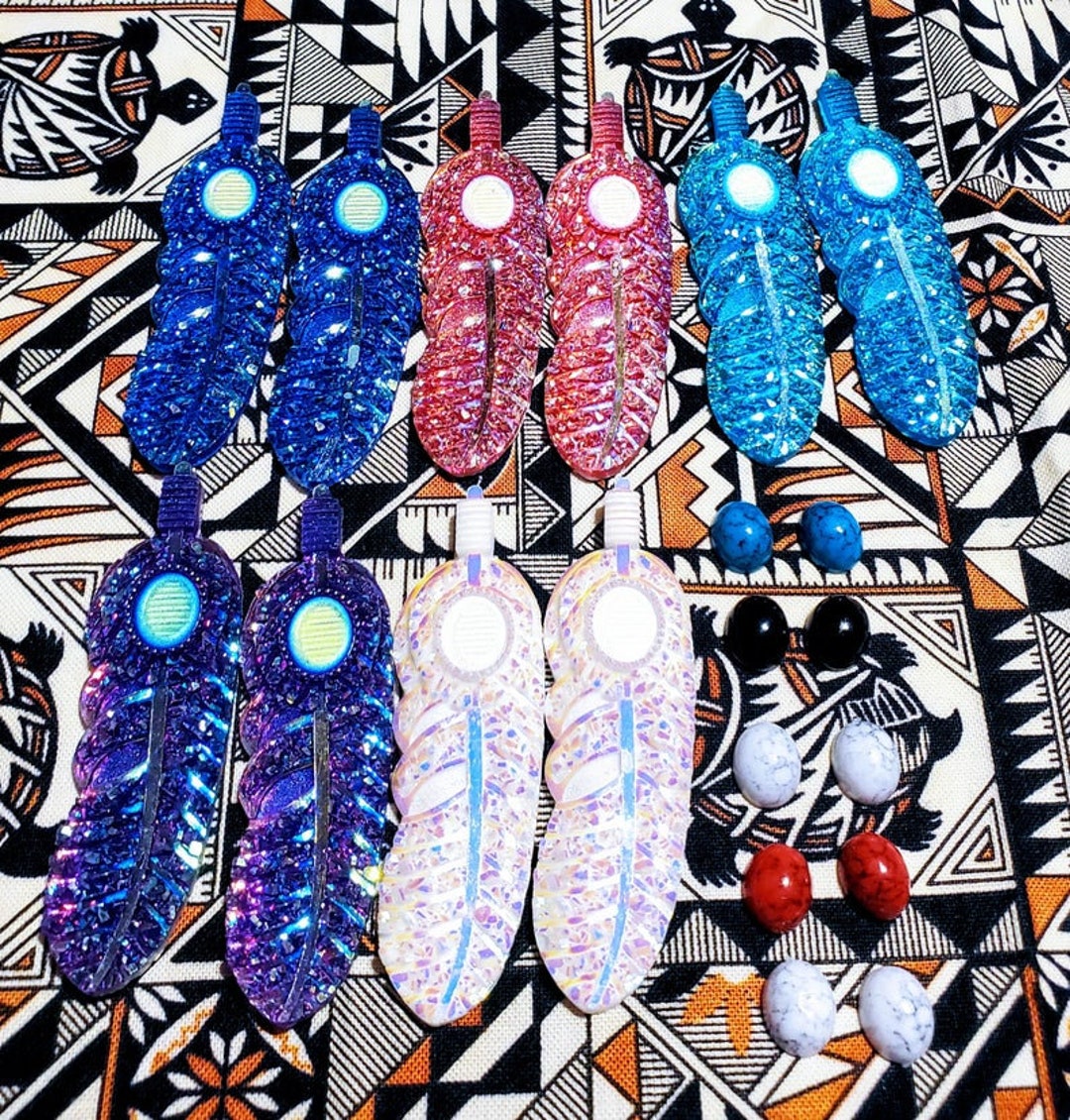 Beautiful Native American Acrylic Feathers/cabochons/beading Supplies ...