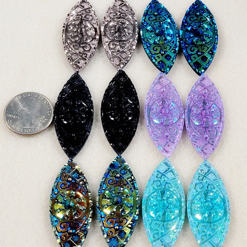 Set of Cabochons/beading Supplies/acrylic Centers/resin - Etsy