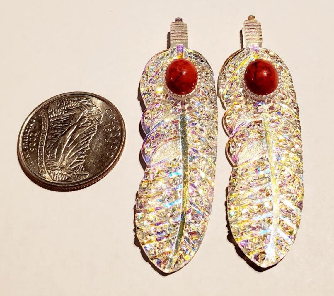 Beautiful AB Acrylic Feather Set/cabochons/beading | Etsy