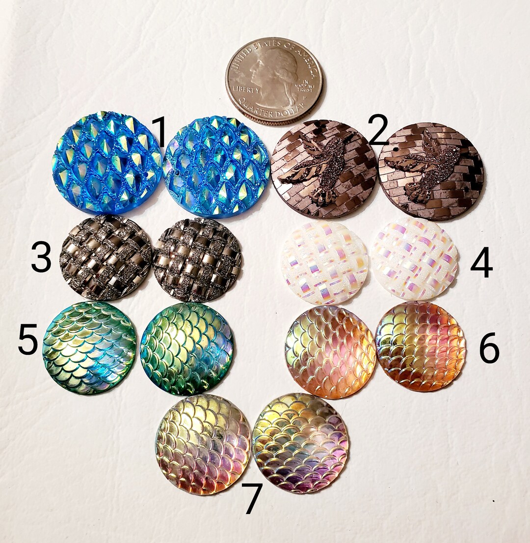 Beautiful Pair of Acrylic Cabochons/resin Centers/beading Supplies ...
