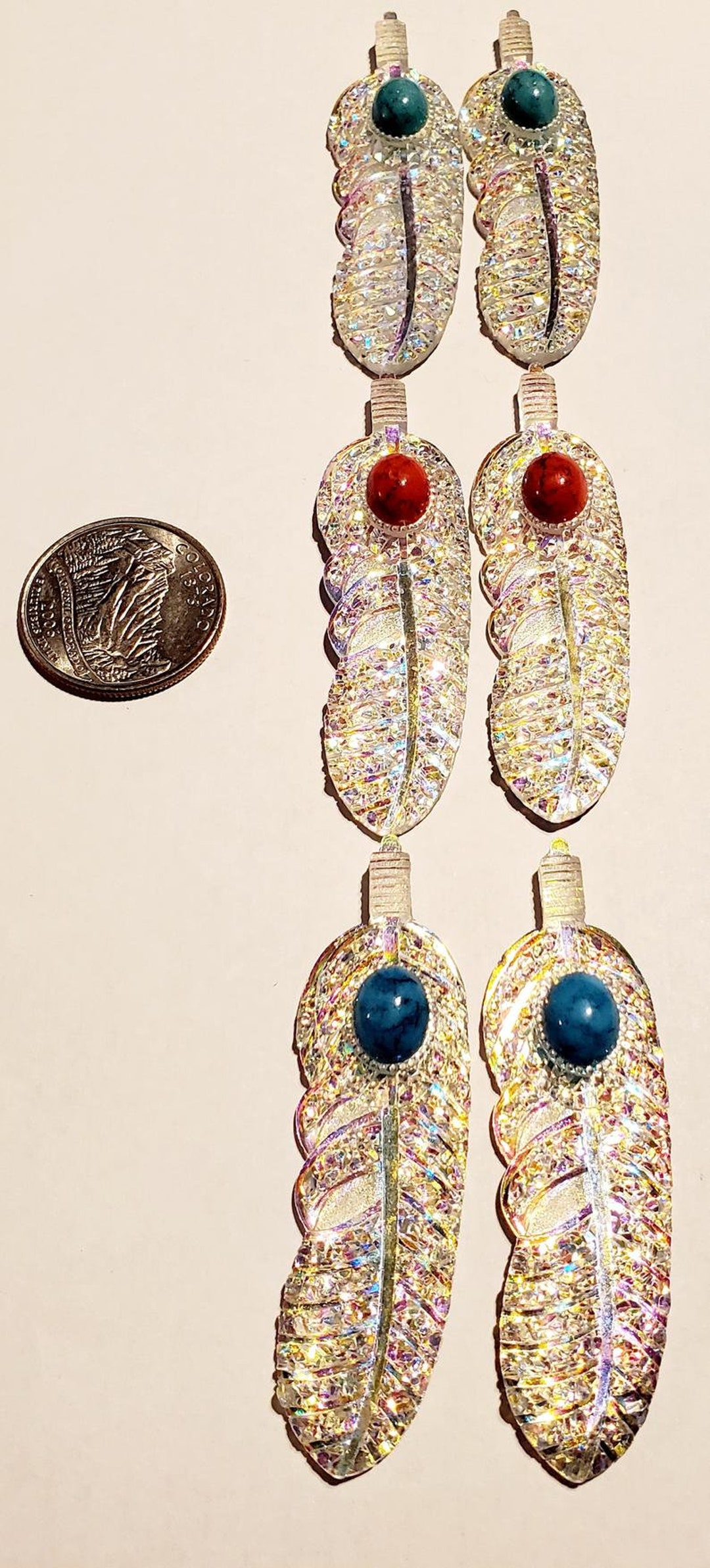 Beautiful AB Acrylic Feather Set/cabochons/beading Supplies/feathers ...