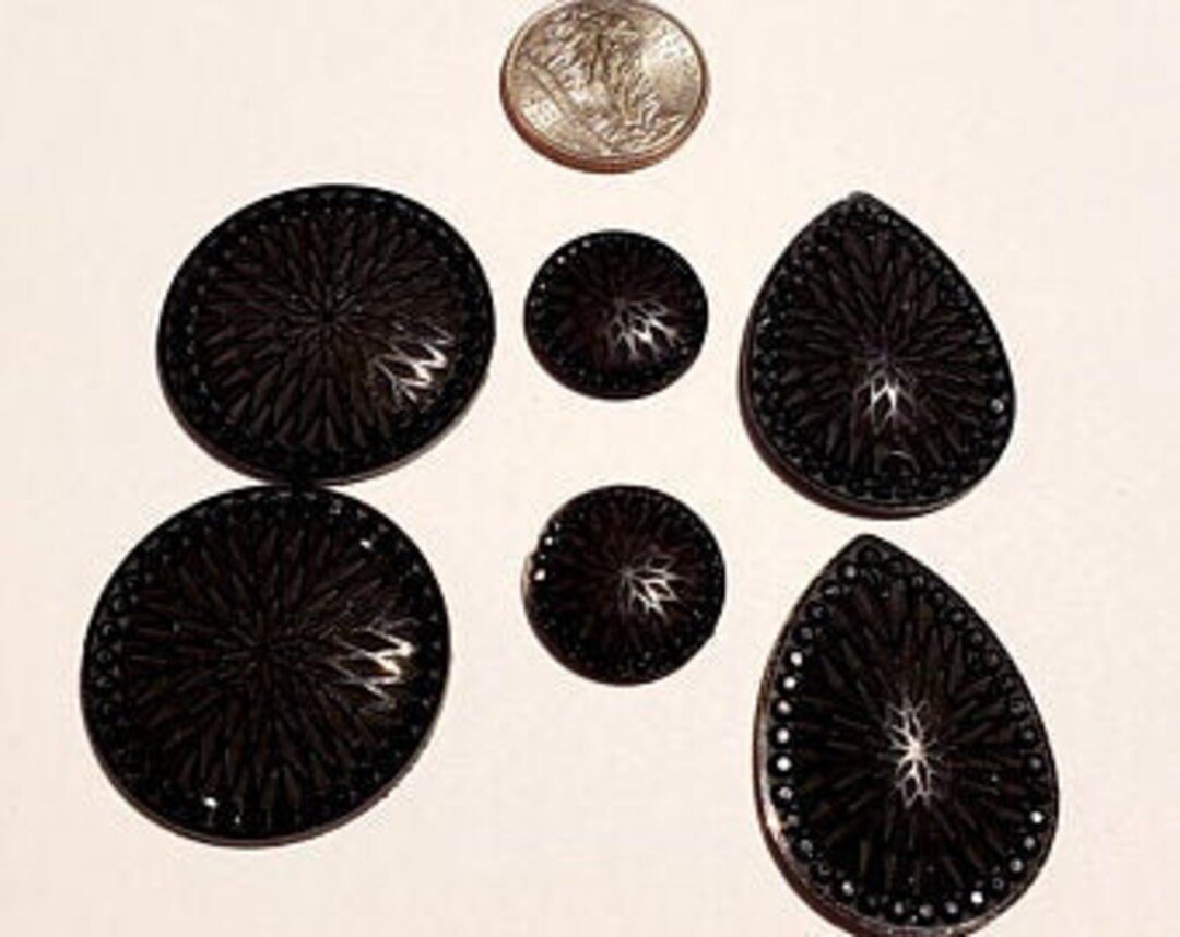 Set of Three Assorted Pairs Black Cabochons/beading Supplies/jewelry ...