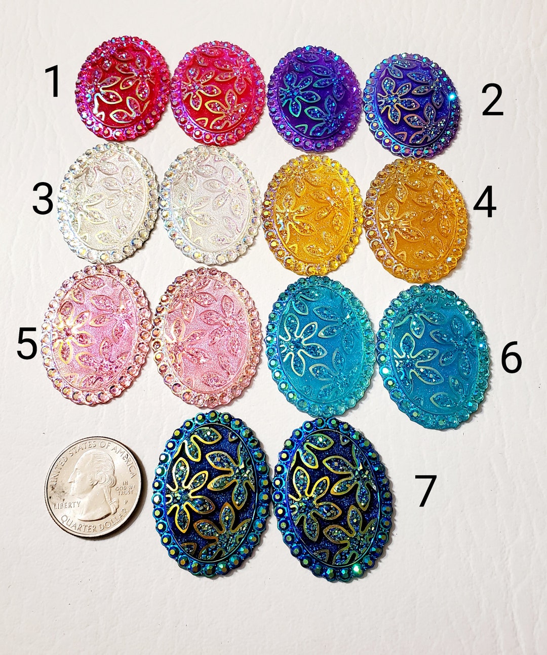 Pair of 30 X 40 Mm Oval Acrylic Cabochons/beading Supplies/resin ...