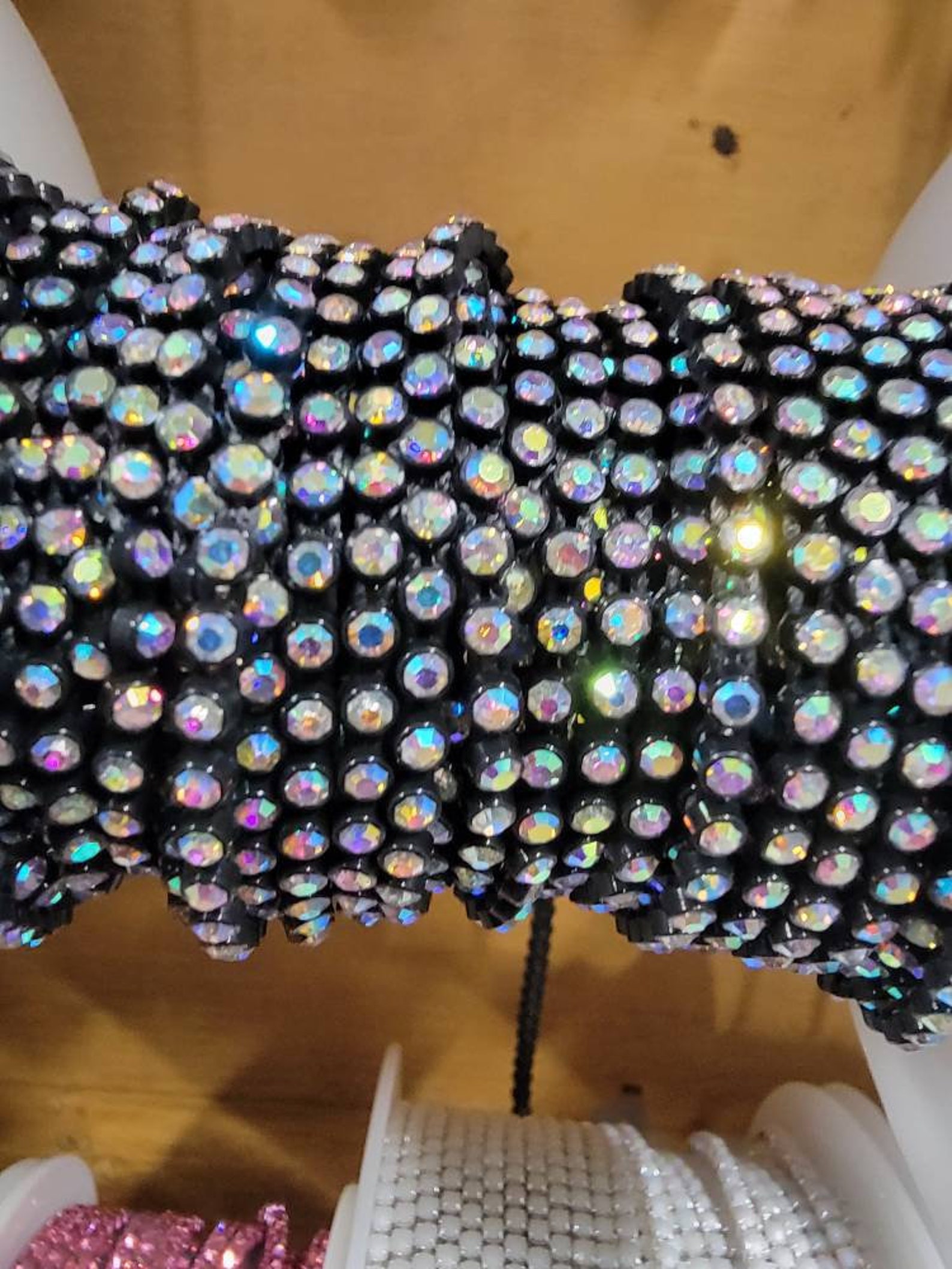 Beautiful SS8 Black AB Plastic Rhinestone Banding/decorative Trim ...