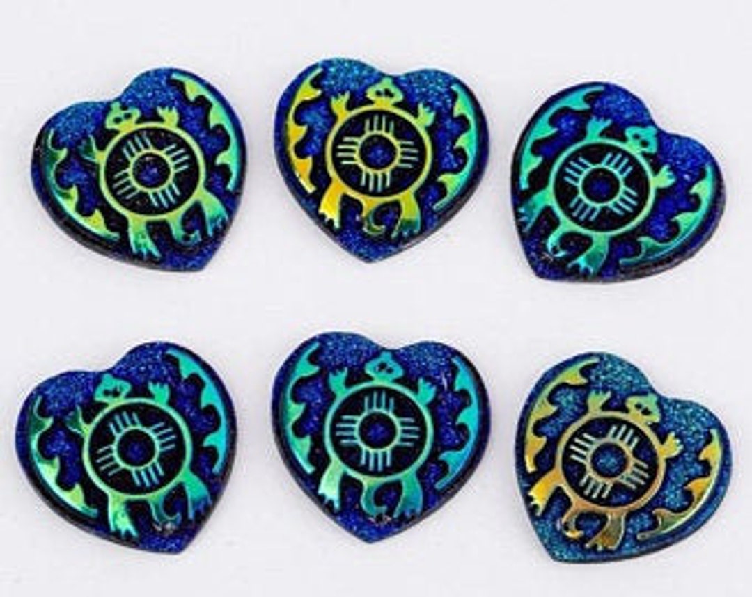Turtles-set of 25 Mm Heart Shape Resin Sew on Cabochons/native American ...