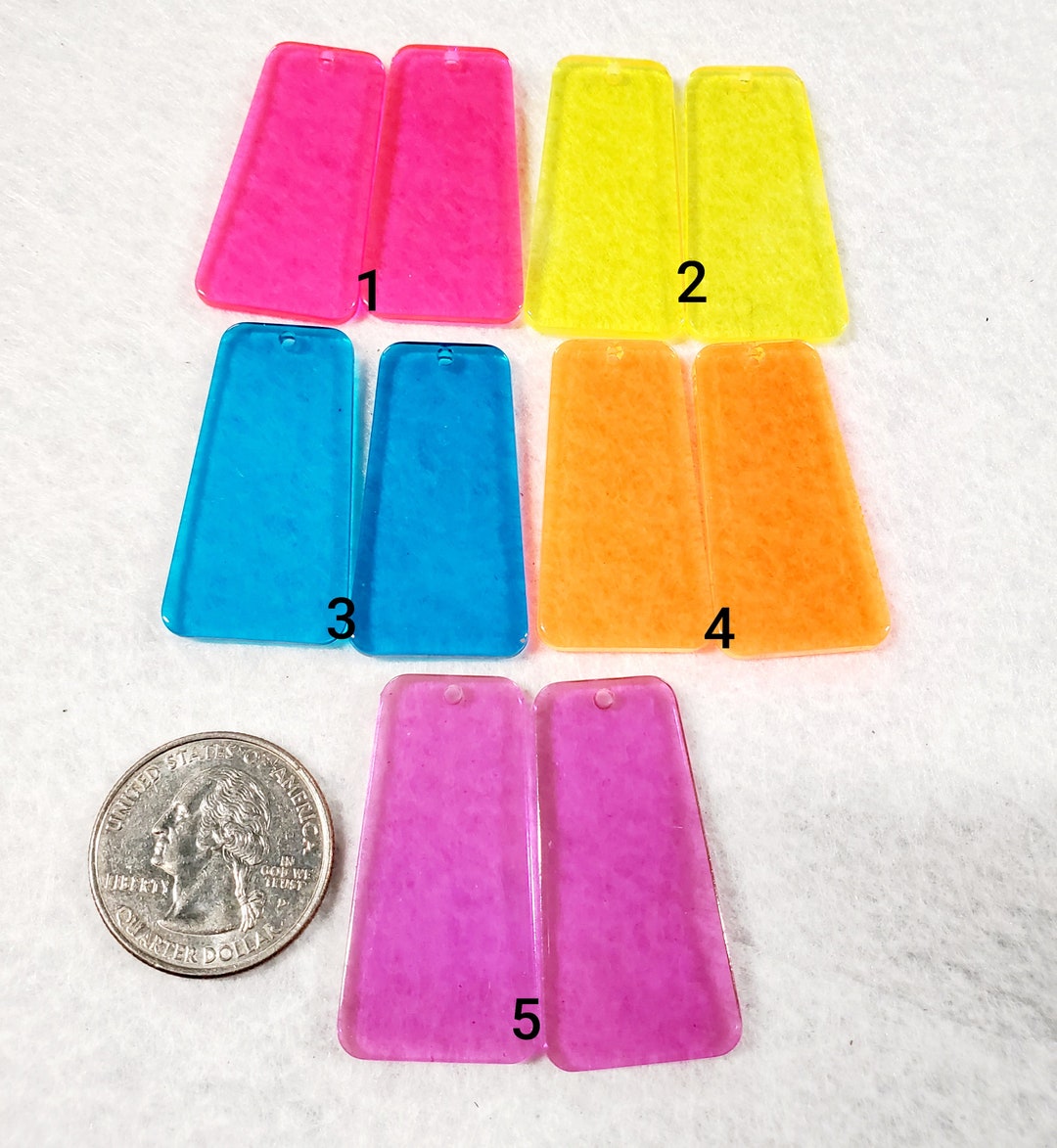 Pair of Beautiful Neon Color Slabs/acrylic Cabochons/beading Centers ...